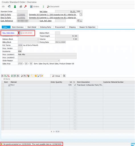 Requested Delivery Date Is Accepted On A Non Worki SAP Community