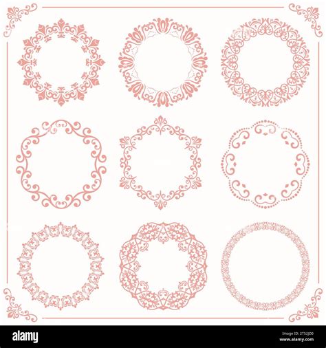 Vintage Set Of Vector Round Elements Different Elements For Design