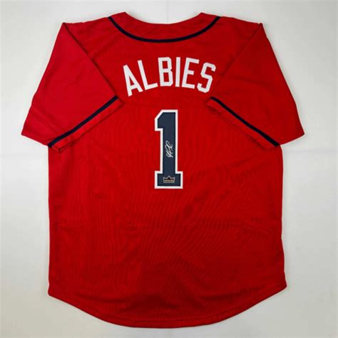 Facsimile Autographed Ozzie Albies Atlanta Red Reprint Jersey Size Men