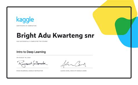 Bright Kwarteng Senior Adu Completed The Intro To Deep Learning Course On Kaggle