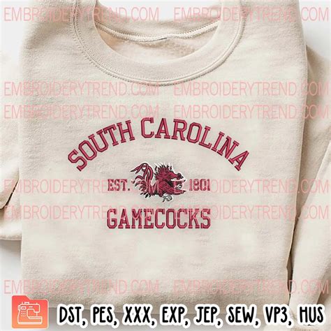 South Carolina Gamecocks Est 1801 Embroidery Design Ncaa Embroidery