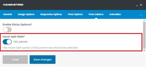 how to use hover split effect porto documentation