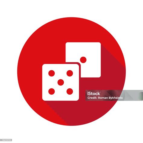 빨간색 원 배경에 격리 된 주사위 아이콘입니다 포커 카지노 벡터 그림입니다 카지노 라스베가스 게임 격리된 벡터 기호 기호입니다 플랫 단순 벡터 아이콘입니다 기호 컬렉션입니다