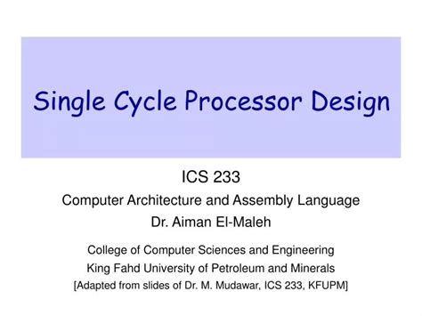 Ppt Single Cycle Processor Design Powerpoint Presentation Free Download Id6882046