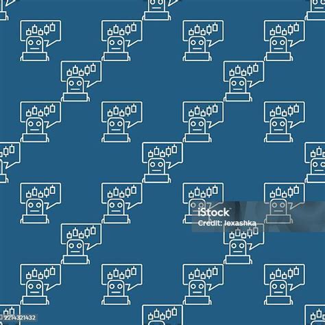Ai Trading Bot Vector Candlestick Chart With Robot Seamless Pattern In Thin Line Style Stock