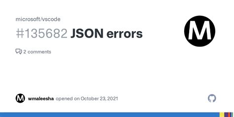 Json Errors · Issue 135682 · Microsoftvscode · Github