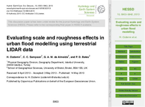 Pdf Evaluating Scale And Roughness Effects In Urban Flood Modelling Using Terrestrial Lidar