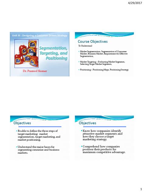 Segmentation Targeting And Posining Mm Unti Iii Desiging A Customer Driven Strategy Pdf