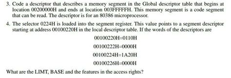 Solved 3 Code A Descriptor That Describes A Memory Segment