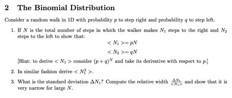 solved 2 the binomial distribution consider a random walk in