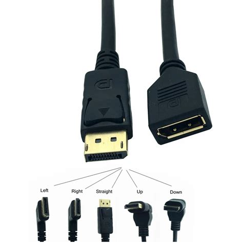 Cm Degree Up Down Left Right Angled DisplayPort DP Display Port Male To Female Extension