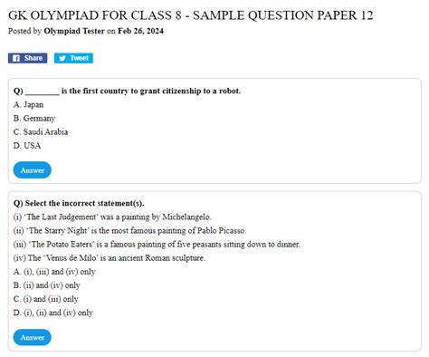 Class 8 Iom Maths Olympiad Official Sample Question Paper Olympiad Tester