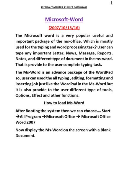 Ms Word Notes Pdf Microsoft Word Paragraph