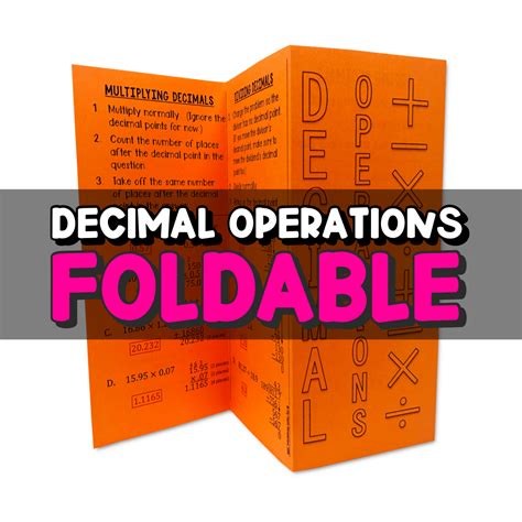My Math Resources Decimal Operations Foldable