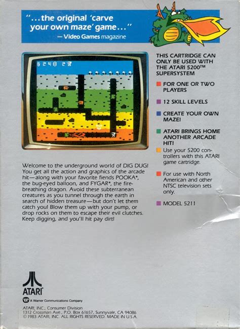 Dig Dug 1982 Box Cover Art Mobygames