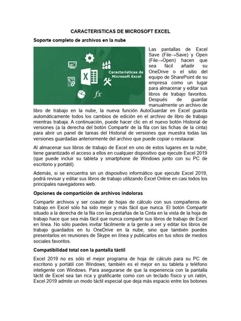 Caracteristicas De Microsoft Excel Pdf