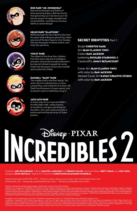 Read Online Disney•pixar The Incredibles 2 Secret Identities Comic