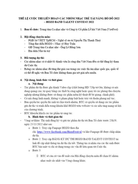 The Le Hozo Band Talent Contest Pdf