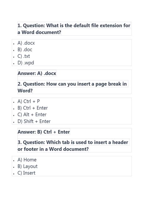 Word Mcqs Pdf Microsoft Word Page Layout