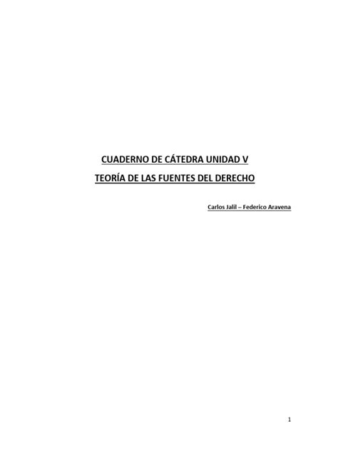 Tgd1 Cuaderno De Cã Tedra Unidad V Fuentes Del Derecho Def Pdf