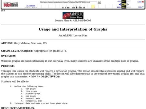 Usage And Interpretation Of Graphs Lesson Plan For 3rd 6th Grade Lesson Planet