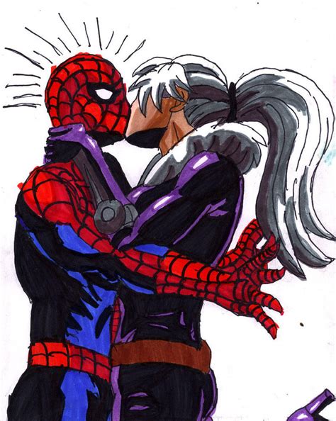 Black Cat Kissing Spidey By Chahlesxavier On Deviantart