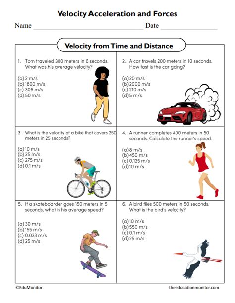 Velocity Acceleration Worksheet Differentiated Worksheet On