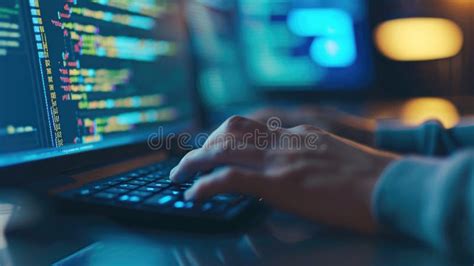 Programmer Immersed In Late Night Coding Session AIG41 Stock Photo
