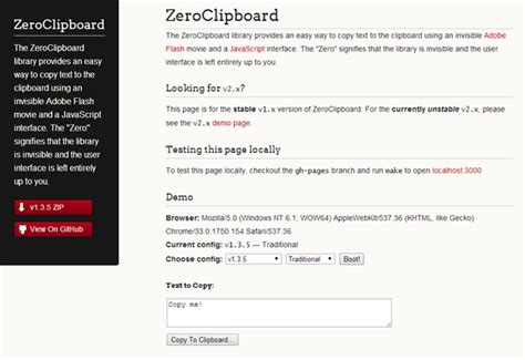 Copy Text To Clipboard Using Zero Clipboard Web Resources Webappers
