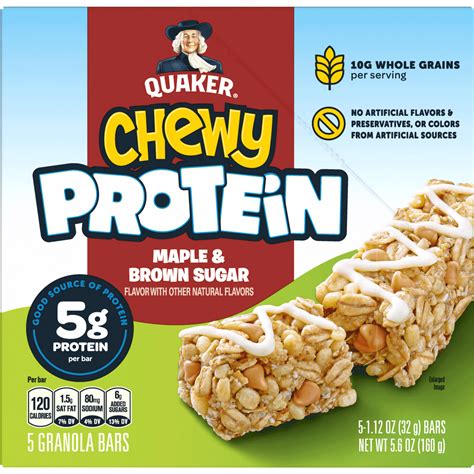 Chewy Protein Granola Bars Maple And Brown Sugar Quaker Oats