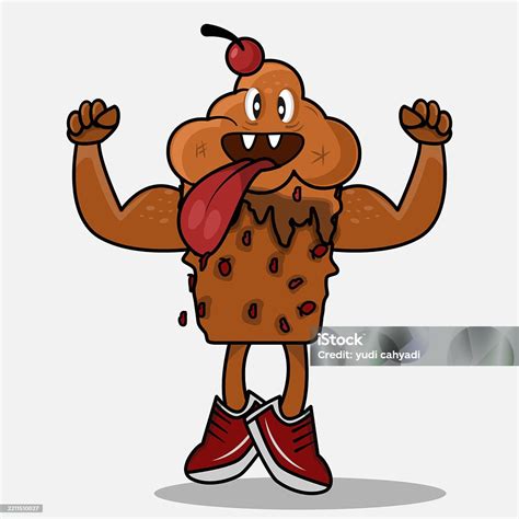 만화 아이스크림 캐릭터의 그림 위에 체리와 빨간 신발을 신고 0명에 대한 스톡 벡터 아트 및 기타 이미지 0명 갈색 귀여운 Istock