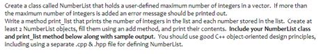 Solved Create A Class Called Numberlist That Holds