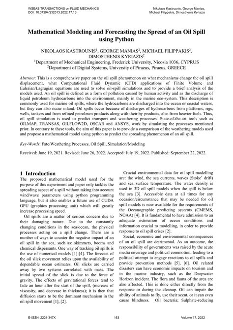 Pdf Mathematical Modeling And Forecasting The Spread Of An Oil Spill Using Python