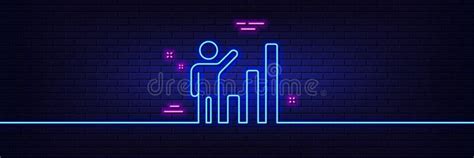 Graph Line Icon Column Chart Sign Neon Light Glow Effect Vector