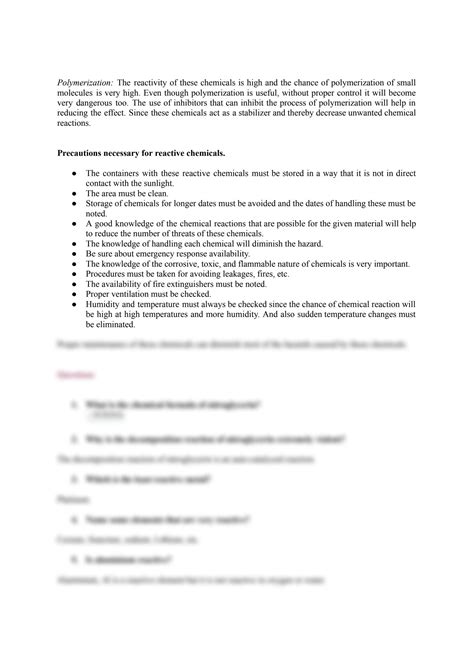 Solution Dangerously Reactive Chemicals Or Materials Studypool Solution Dangerously Reactive Chemicals Or Materials Studypool