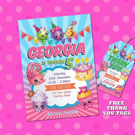 Shopkins Invitation Shopkins Birthday Invitation Shopkins Party