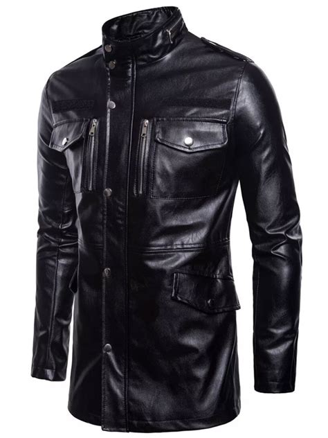 Mens Slim Fit Black Leather Motorcycle Jacket Fit Jackets