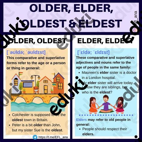 Differences Older Elder Oldest Eldest Material De La Siguiente