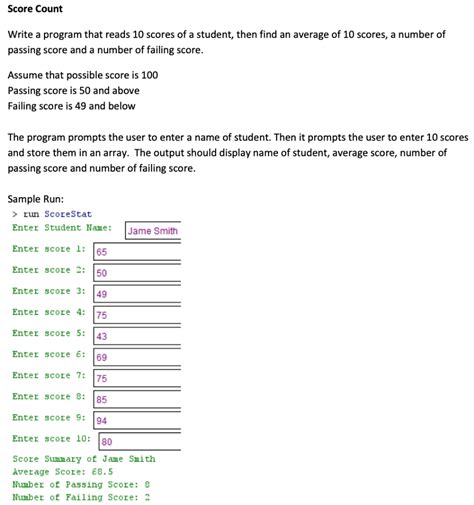 Solved Score Count Write A Program That Reads 10 Scores Of A