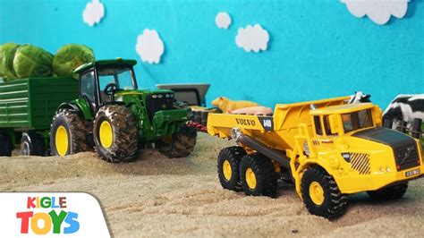 덤프트럭이 구덩이 빠진 트랙터를 구조해요 중장비 자동차 장난감 키글 토이 Kigle Toys Youtube