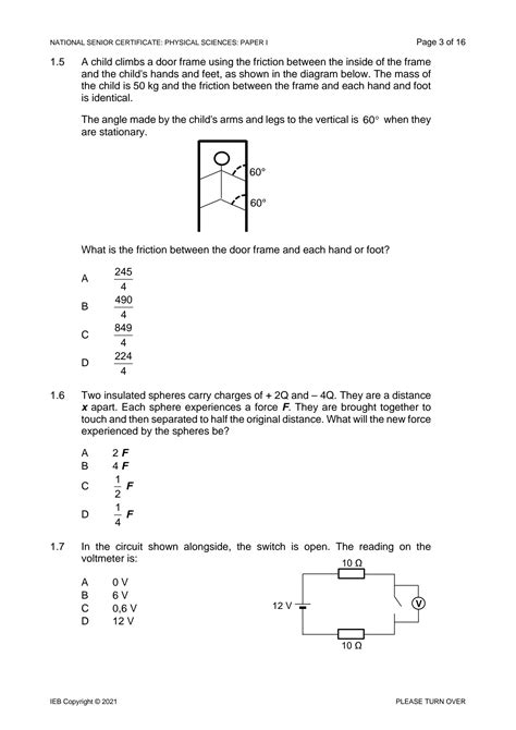 Solution Ieb Assessment Matters National Senior Certificate Examination Physical Sciences 2021