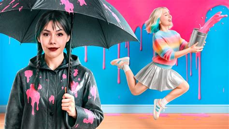 Pink Vs Black Room Makeover Wednesday Cosplay Vs Enid Cosplay Youtube