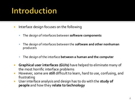 user interface analysis and design