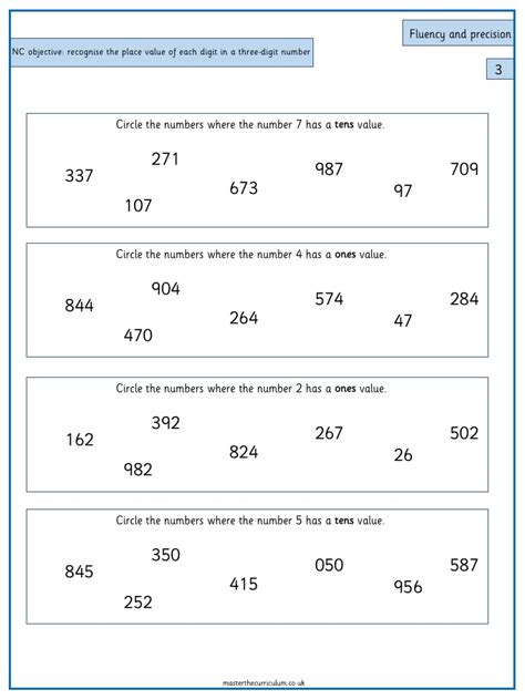 Year 3 Maths Number And Place Value Recognise The Place Value Of Each