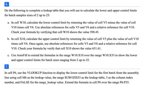 6 Do The Following To Complete A Lookup Table That You Will Use To