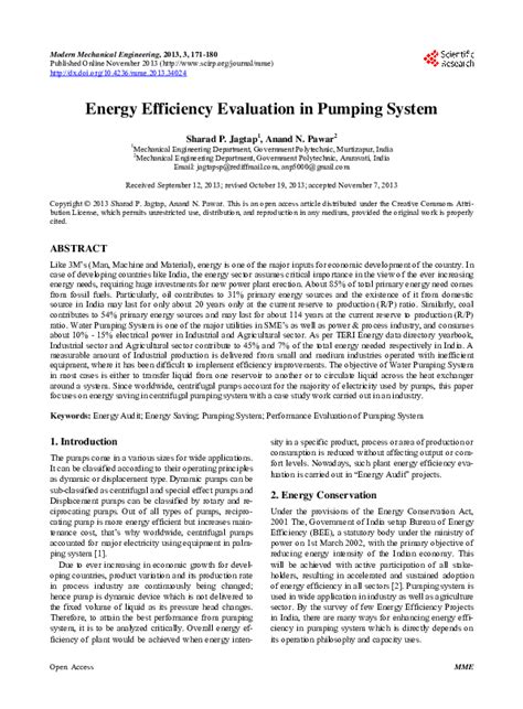 Pdf Energy Efficiency Evaluation In Pumping System