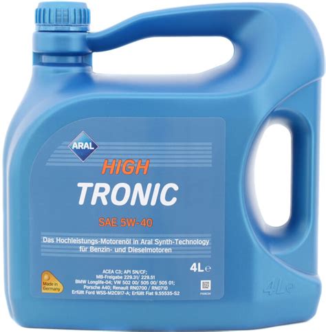Aral High Tronic SAE 5W-40 Motorenöl 4 Liter 5W40 VW 505 00 / 505 01 | eBay