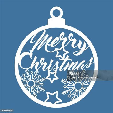 눈송이와 별이있는 크리스마스 공은 종이에서 잘라냅니다 크리스마스 카드 템플릿 이미지는 레이저 절단 또는 인쇄에 적합합니다 축제 배경 벡터 일러스트레이션 0명에 대한 스톡