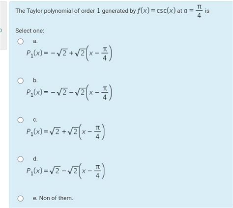 Solved The Taylor Polynomial Of Order 1 ﻿generated By