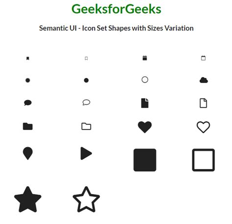 Semantic Ui Icon Set Shapes Geeksforgeeks